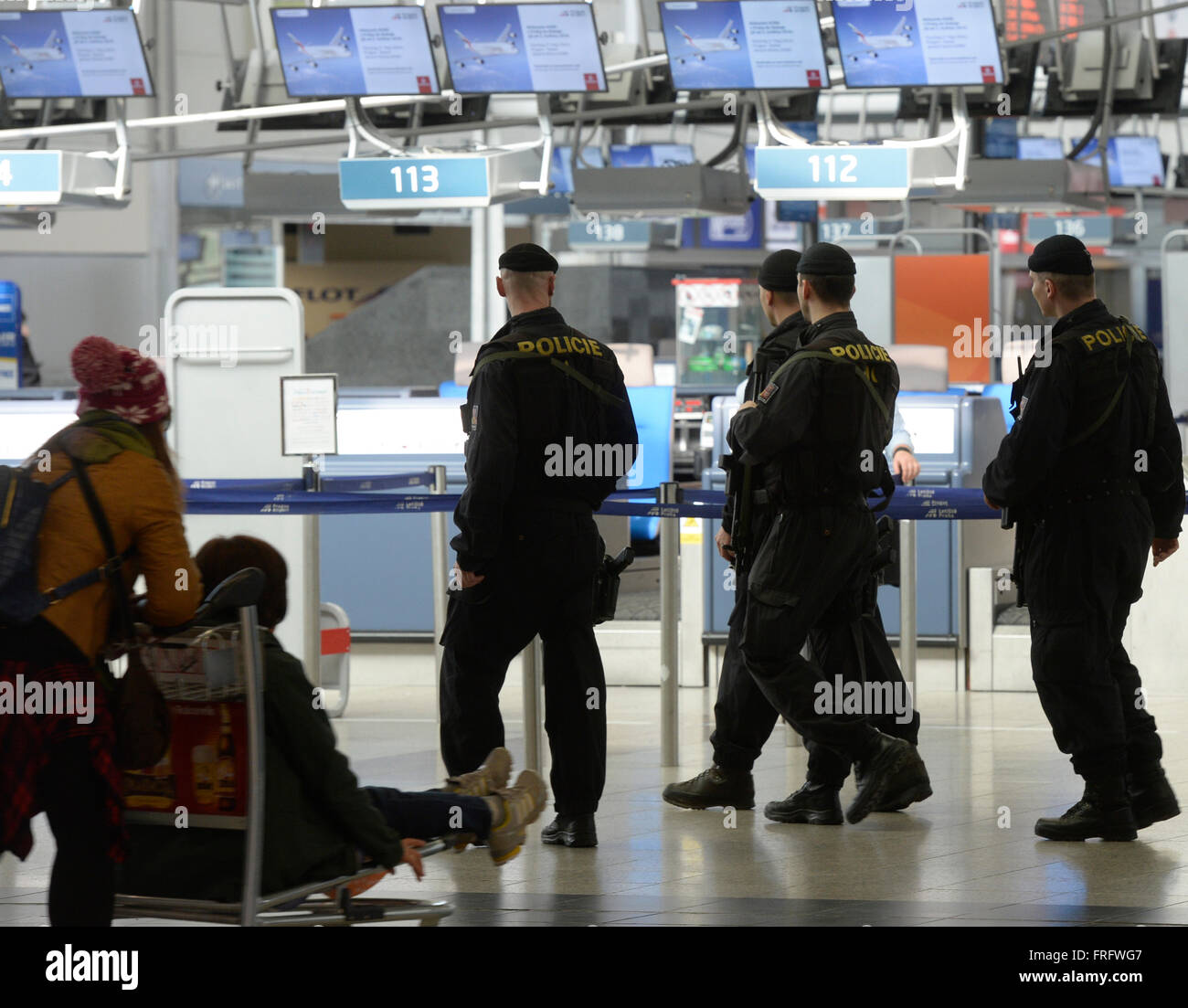 Prague, Czech Republic. 22nd Mar, 2016. Police officers patrol the ...