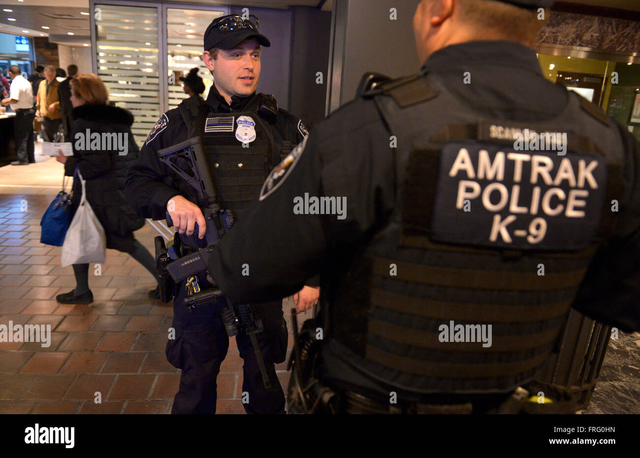 Washington, DC, DC, USA. 22nd Mar, 2016. Policemen stand guard at the ...