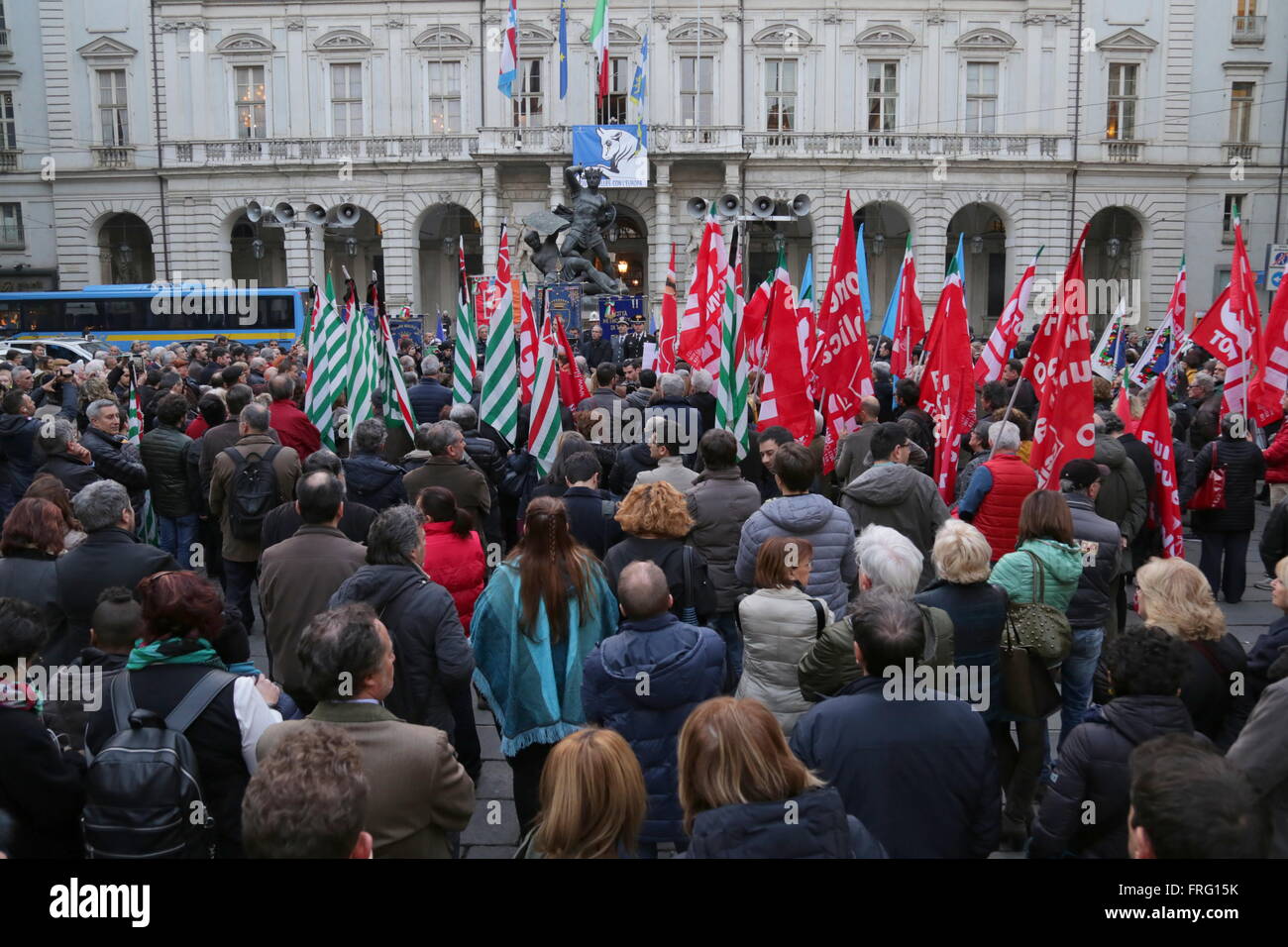 Turin, Italy. 22nd Mar, 2016. Hundreds of people took to the streets of ...