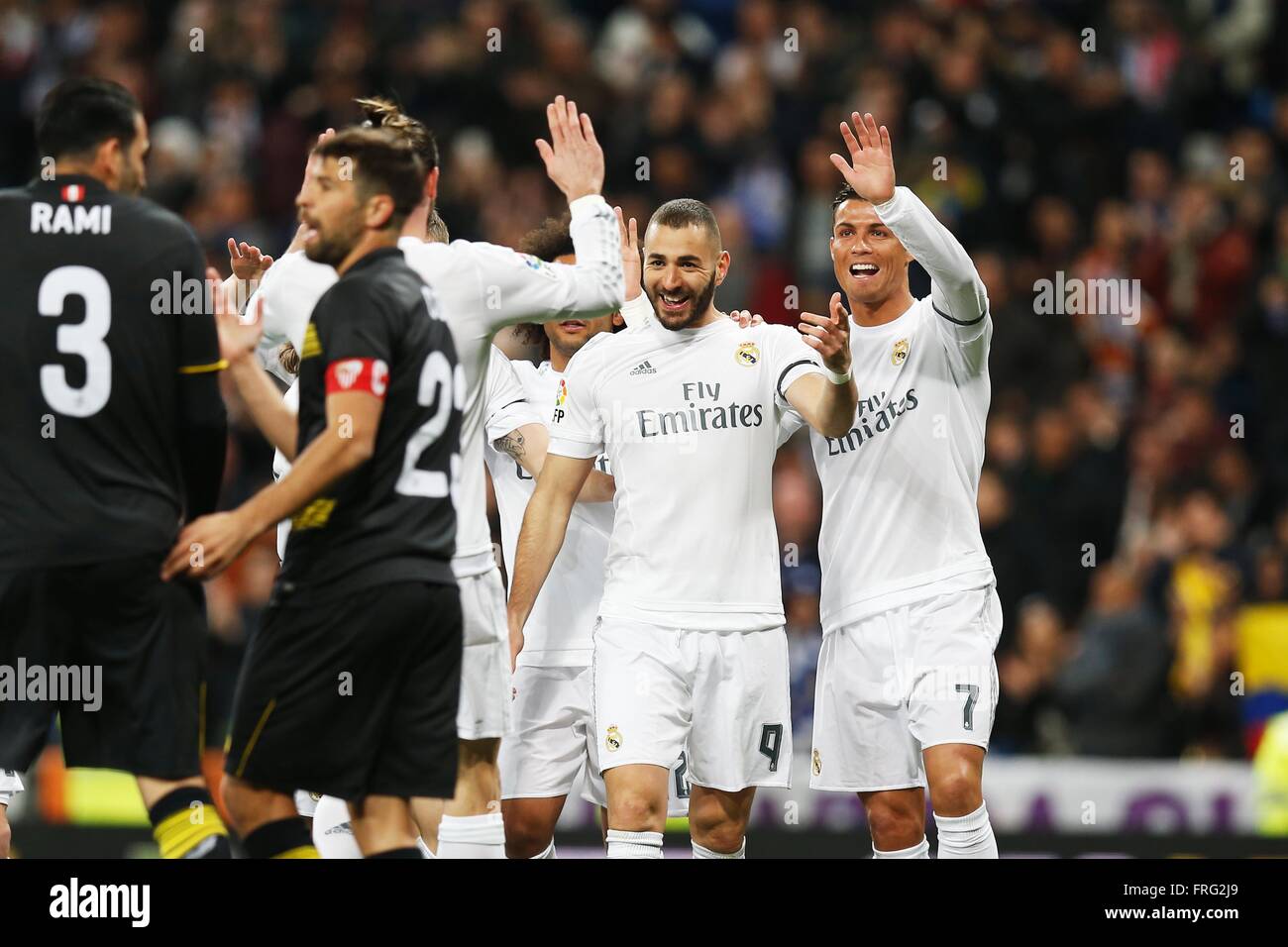 Madrid, Spain. 20th Mar, 2016. Karim Benzema, Cristiano Ronaldo (Real ...