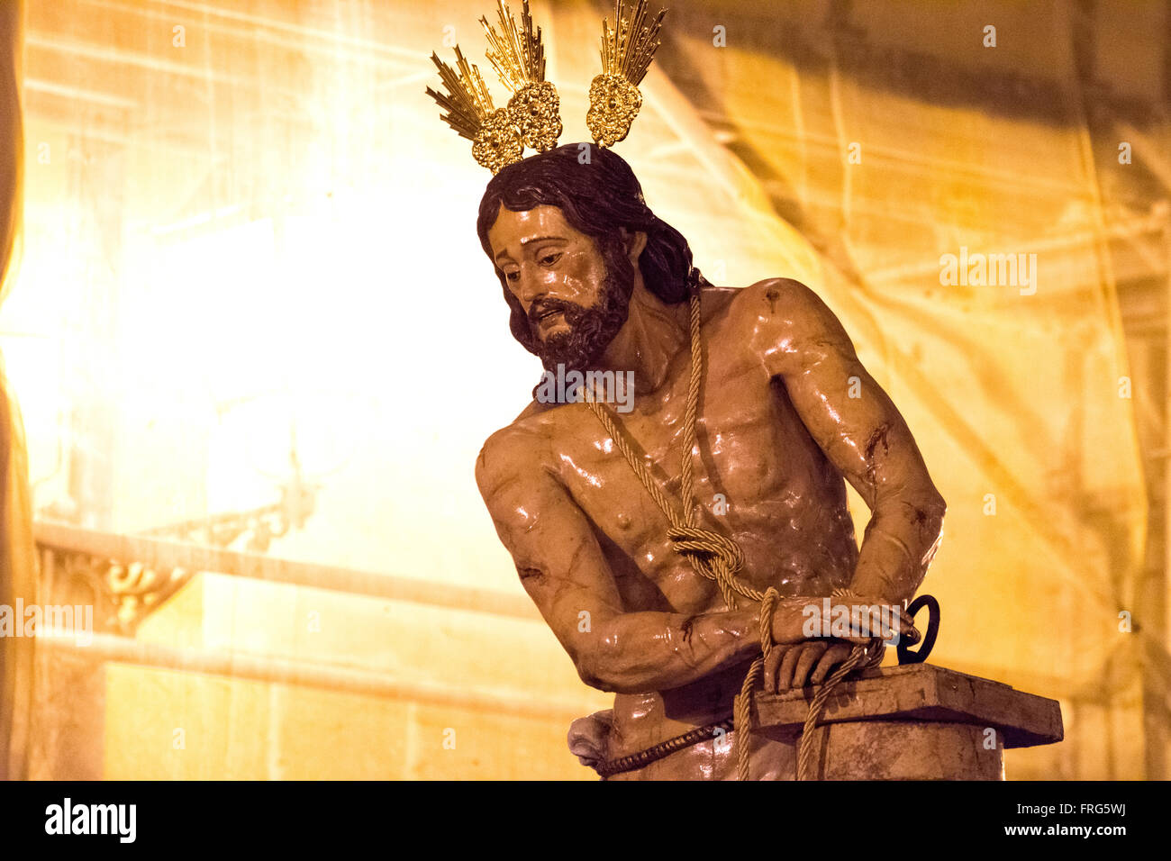 Oviedo, Spain. 22nd March, 2016. Statue of Jesus tied during the ...