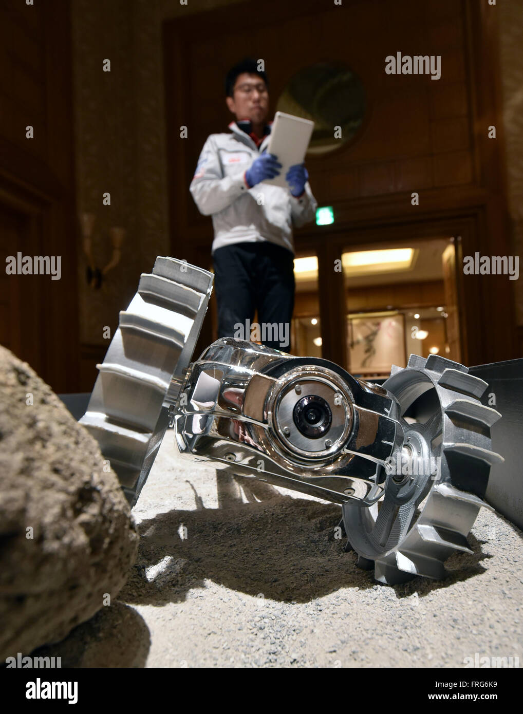 Tokyo, Japan. 23rd Mar, 2016. The moon rover developed by a Japanese ...