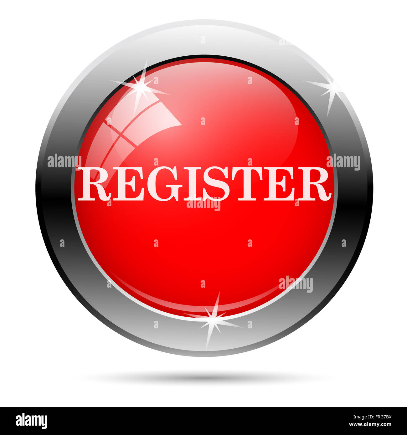 register icon with white writing on red background Stock Photo - Alamy