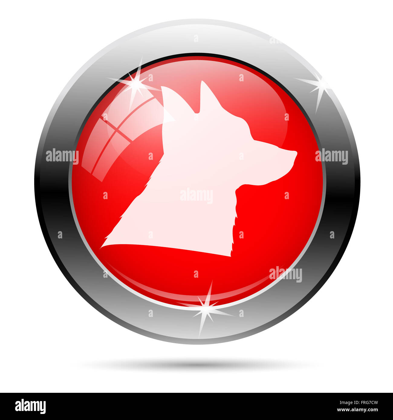 Dog icon with white on red background Stock Photo - Alamy