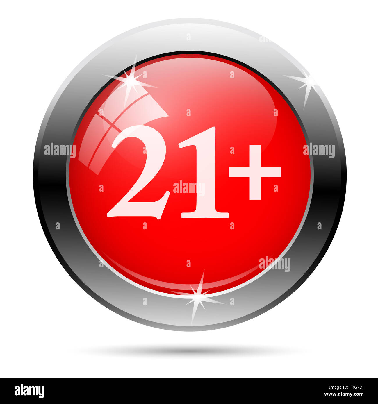 21 plus icon with white on red background Stock Photo - Alamy