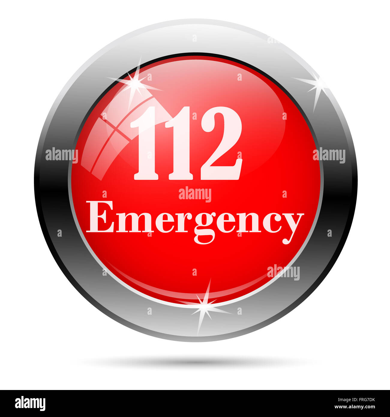 112 icon with white on red background Stock Photo - Alamy
