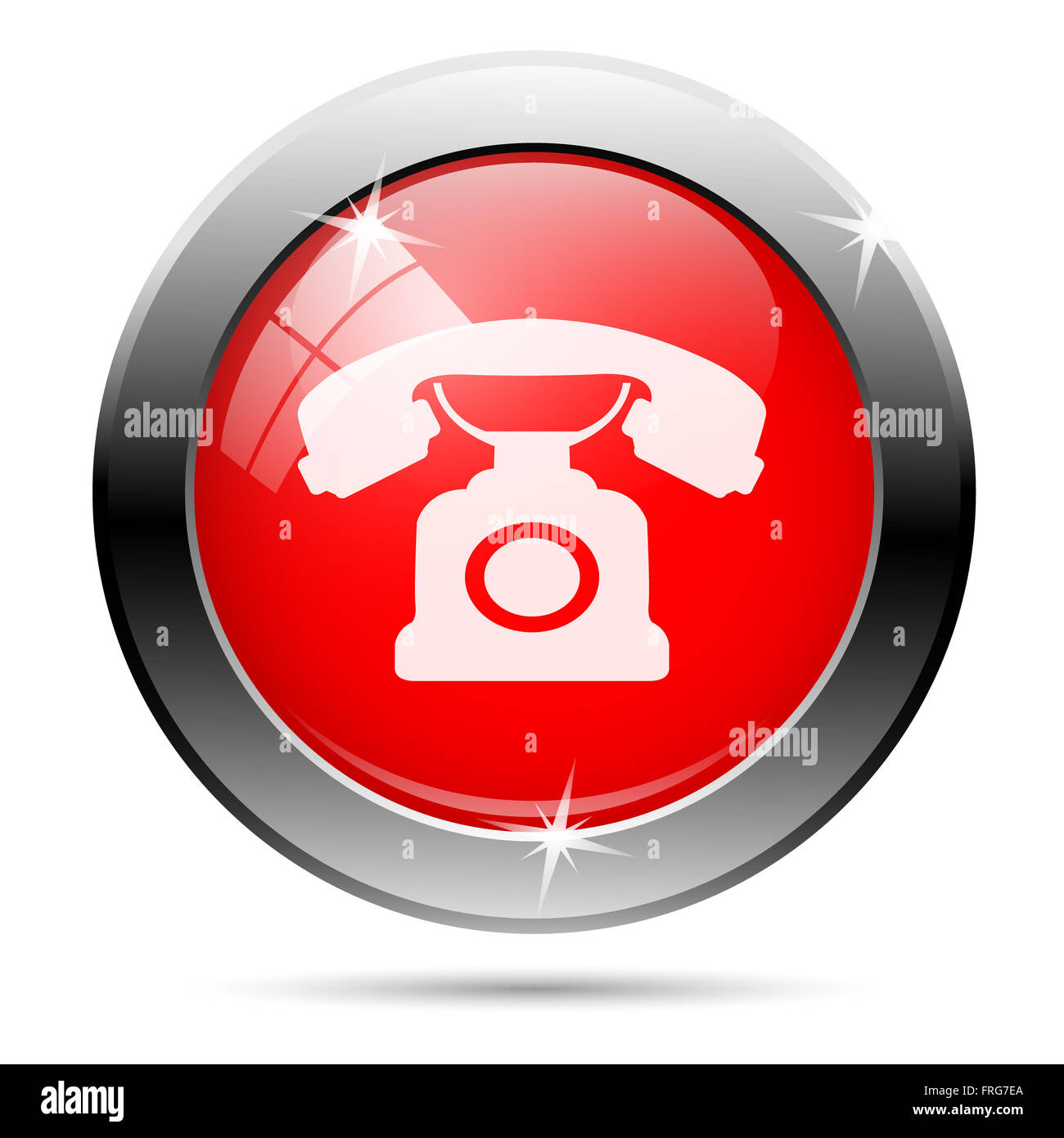 Classic phone icon with white on red background Stock Photo - Alamy