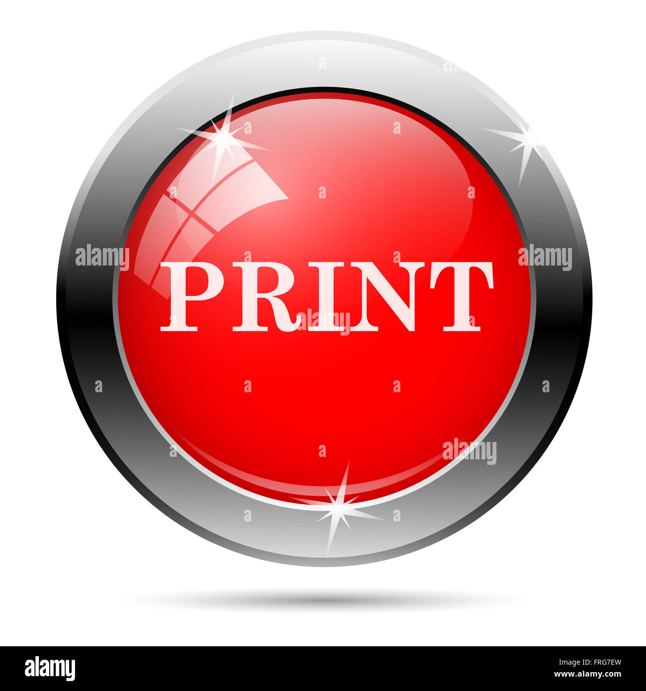 Print icon with white on red background Stock Photo - Alamy
