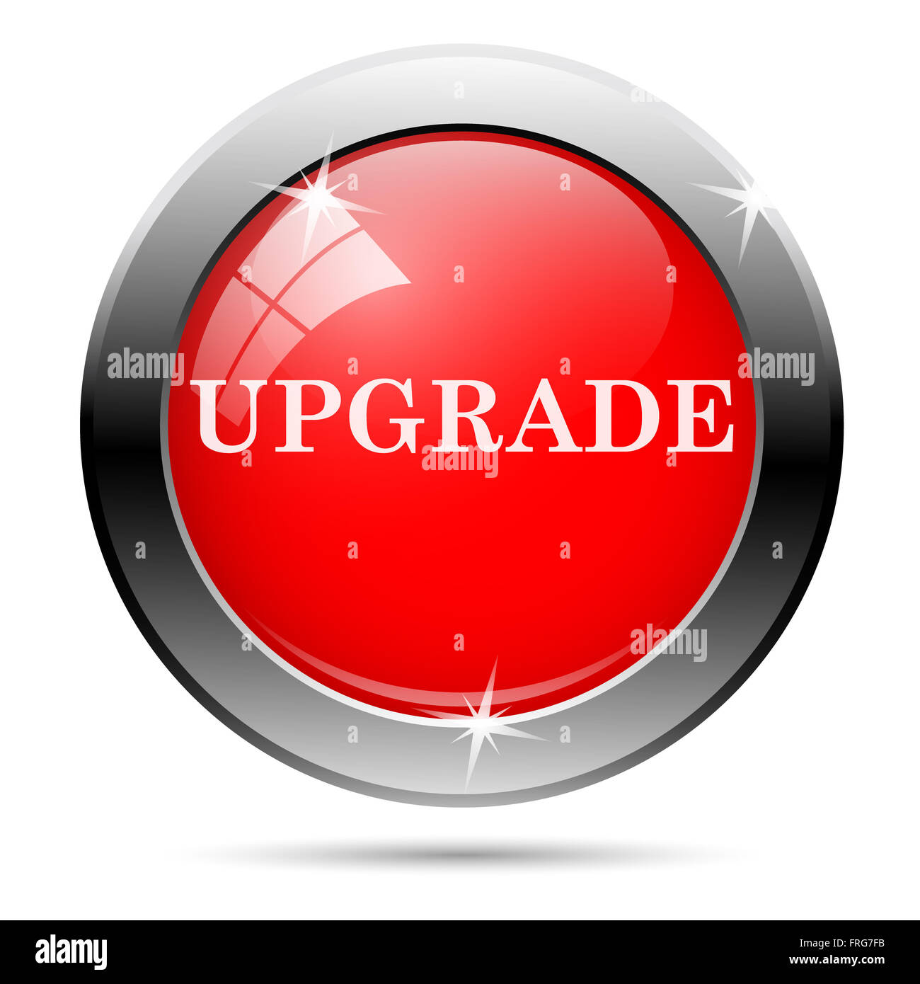 Upgrage icon with white on red background Stock Photo - Alamy