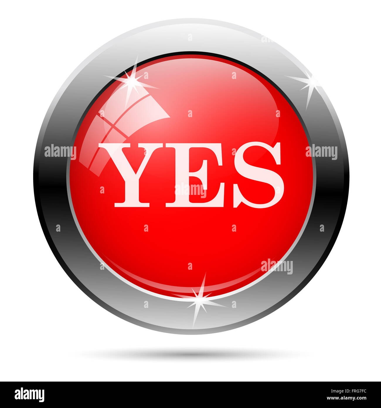 Yes icon with white on red background Stock Photo - Alamy