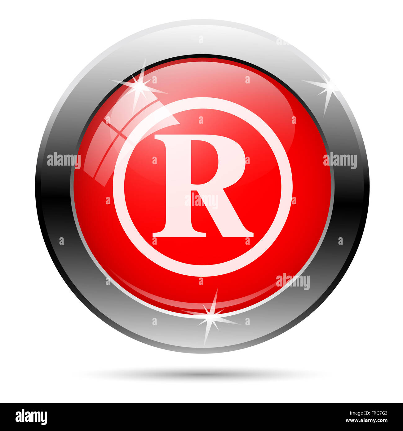 Registered icon with white on red background Stock Photo - Alamy