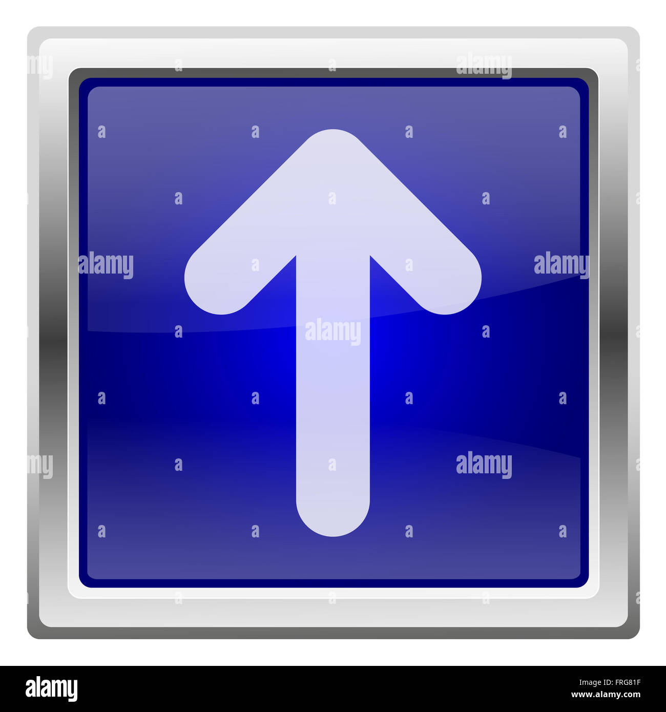 Metallic shiny icon with white design on blue background Stock Photo ...