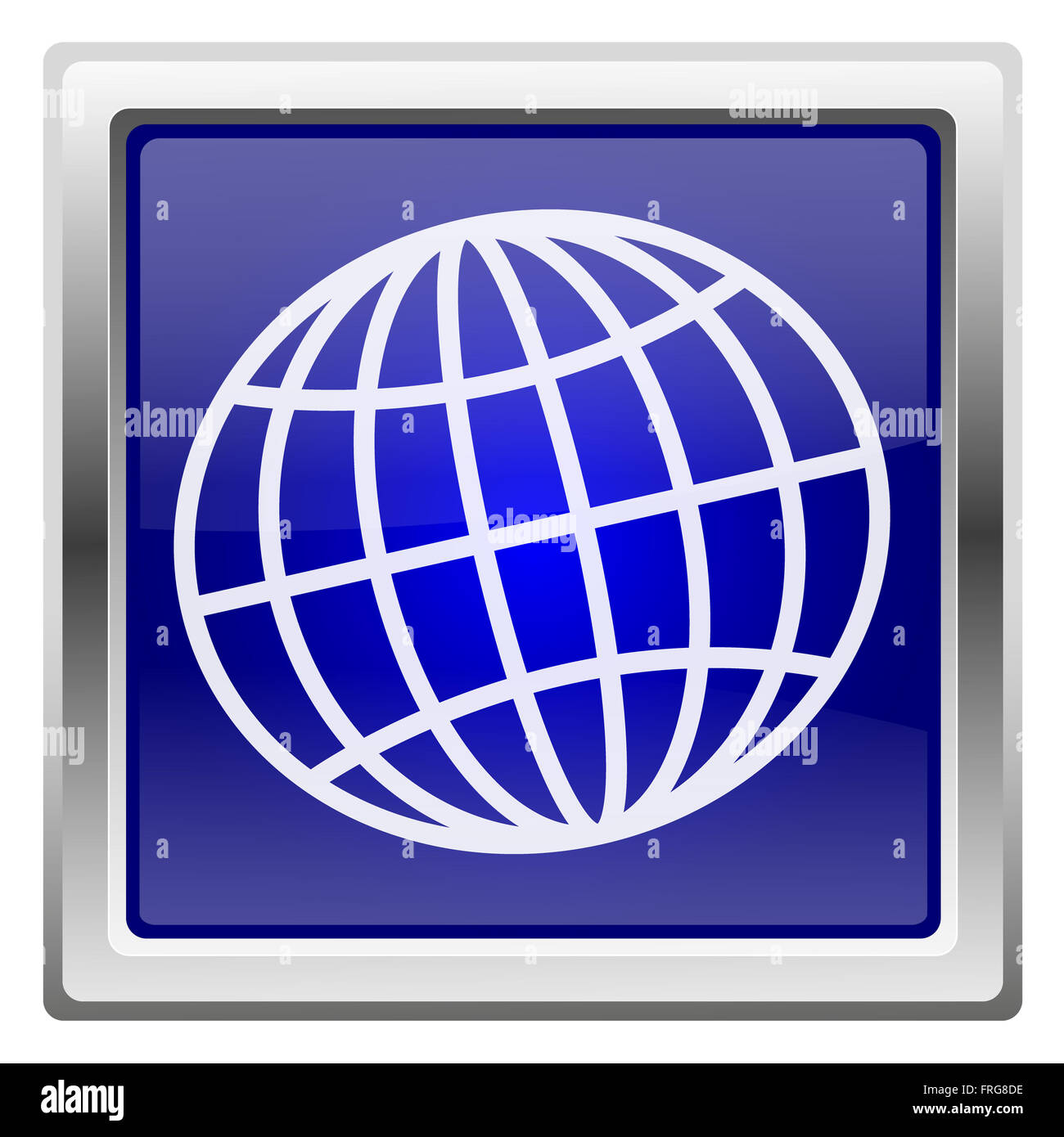 Metallic shiny icon with white design on blue background Stock Photo ...