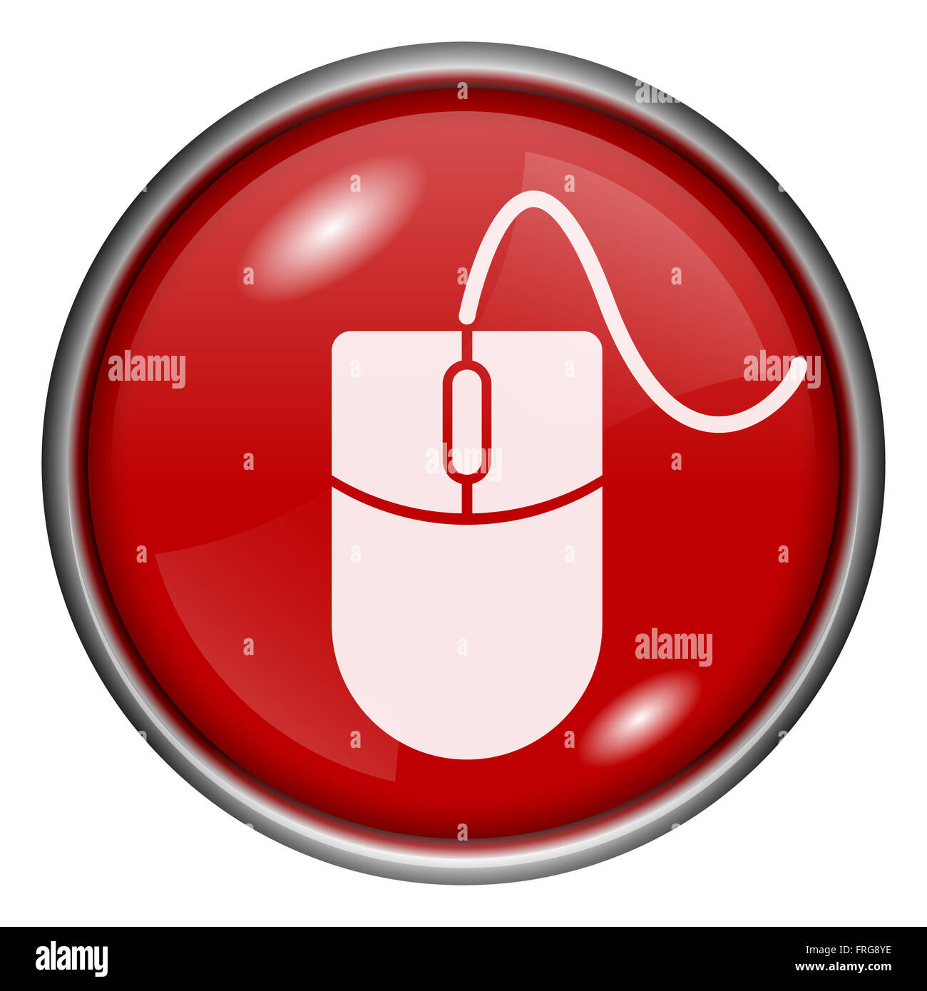 Red round glossy icon with white design on red background Stock Photo ...