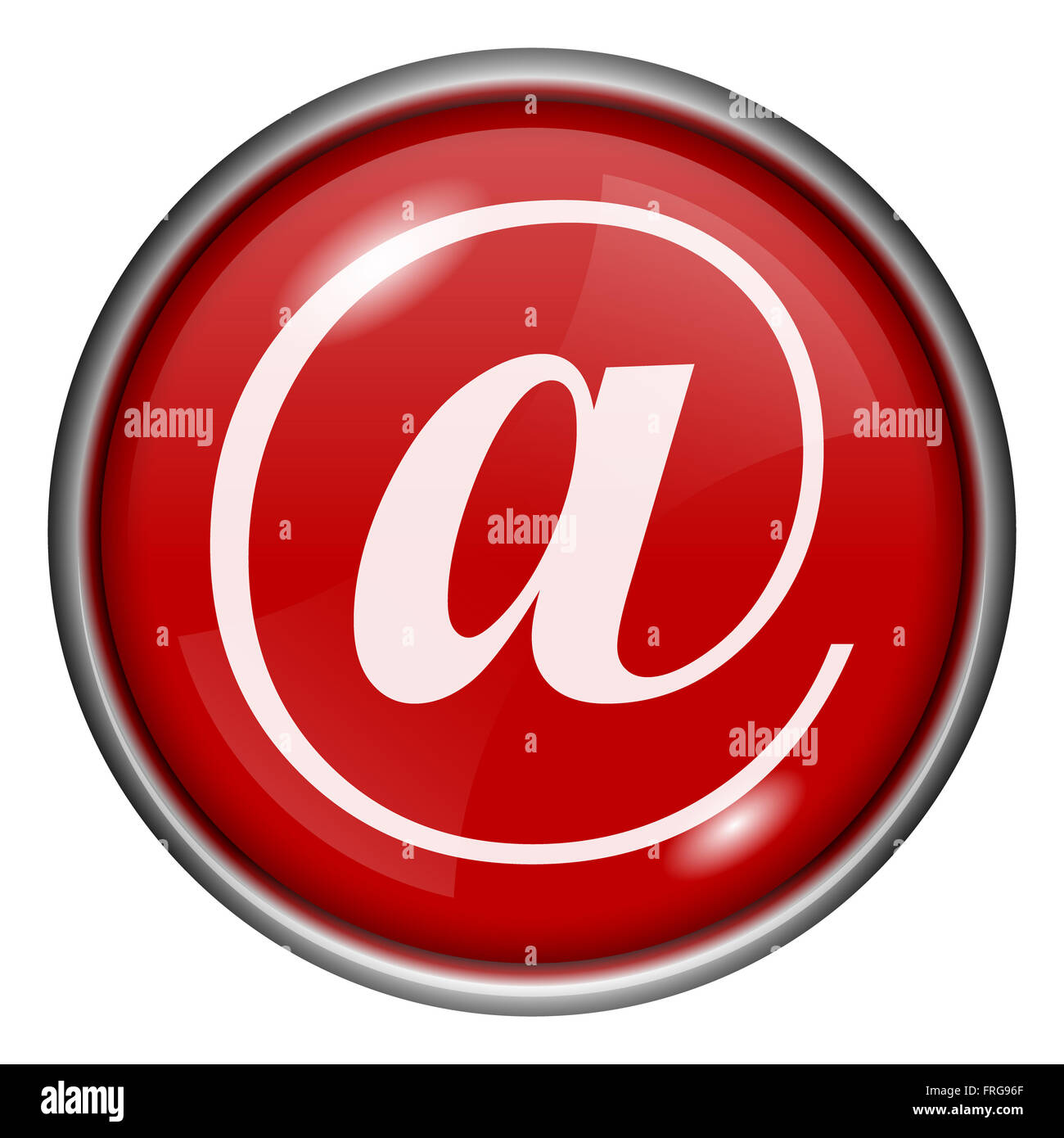 Red round glossy icon with white design on red background Stock Photo ...