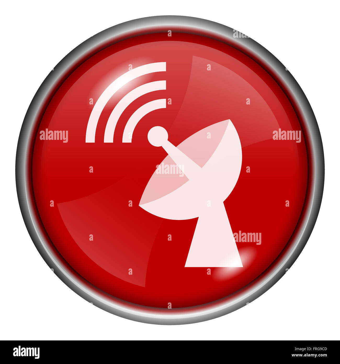 Red round glossy icon with white design on red background Stock Photo ...