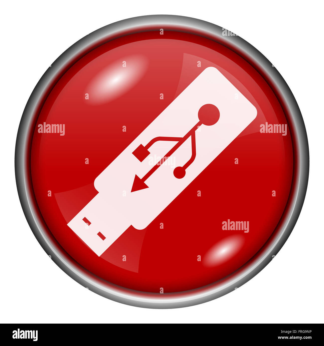Red round glossy icon with white design on red background Stock Photo ...