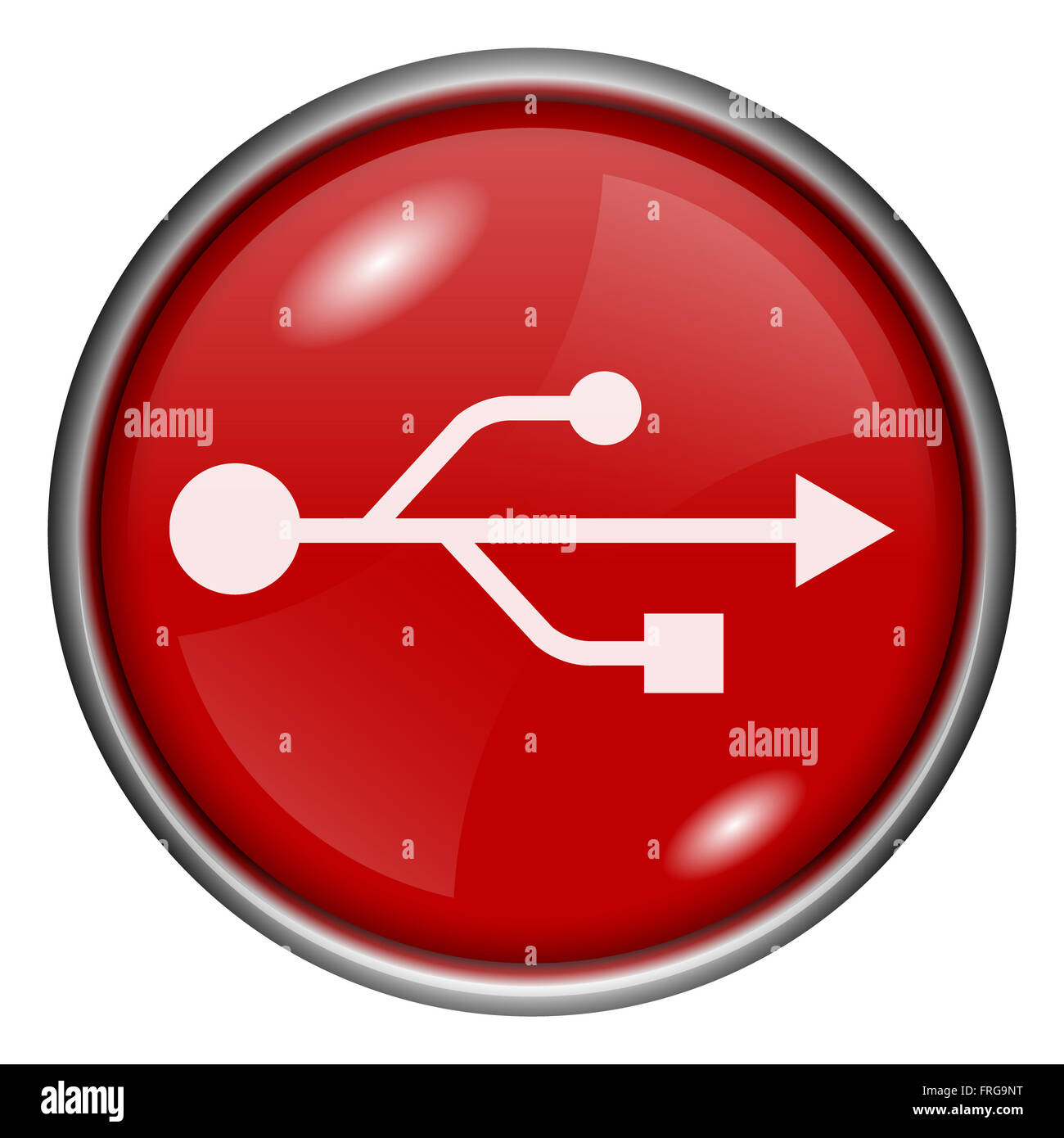 Red round glossy icon with white design on red background Stock Photo ...