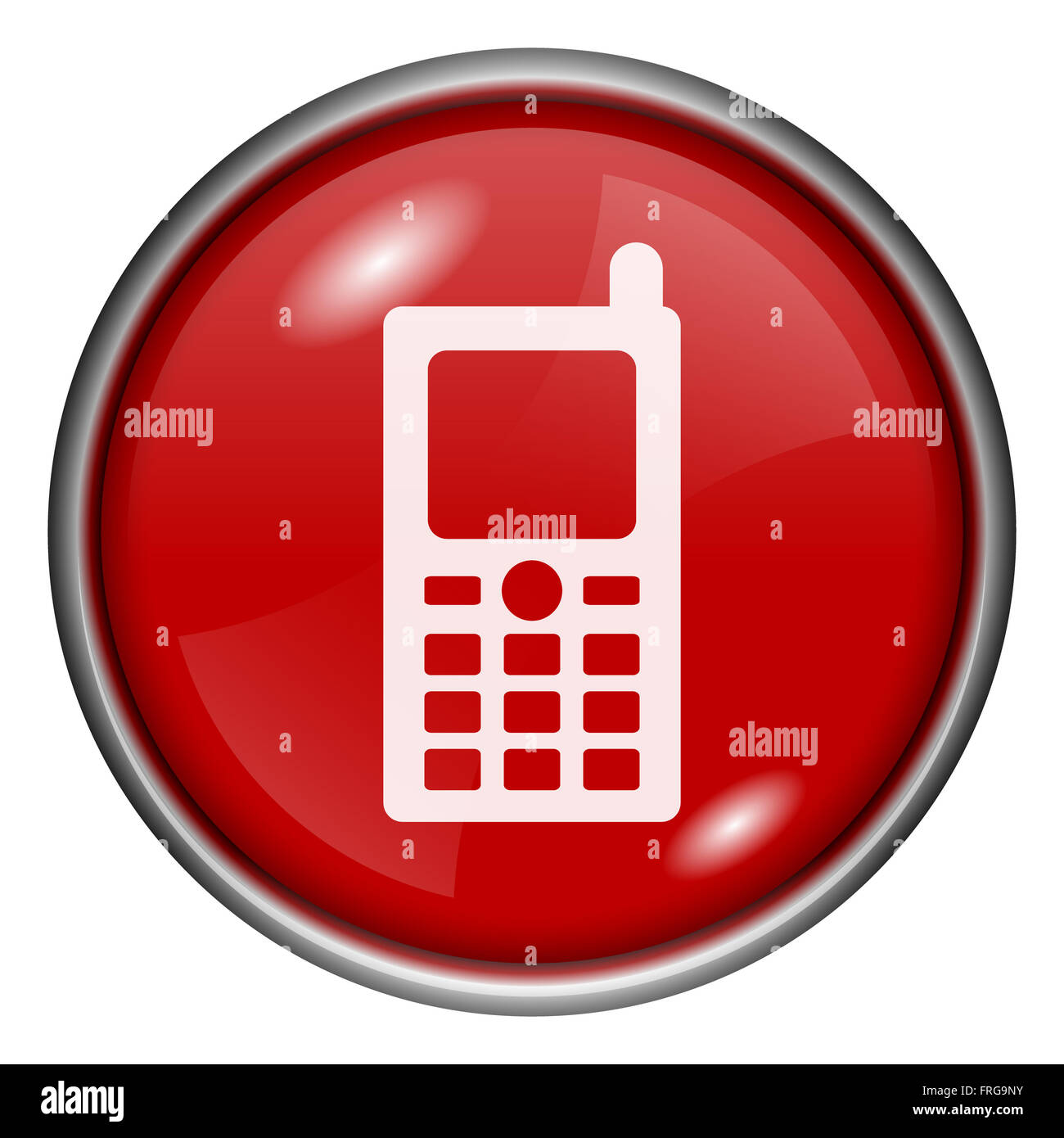 Red round glossy icon with white design on red background Stock Photo ...