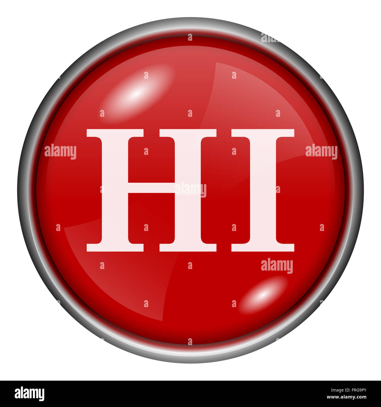Red round glossy icon with white design on red background Stock Photo ...