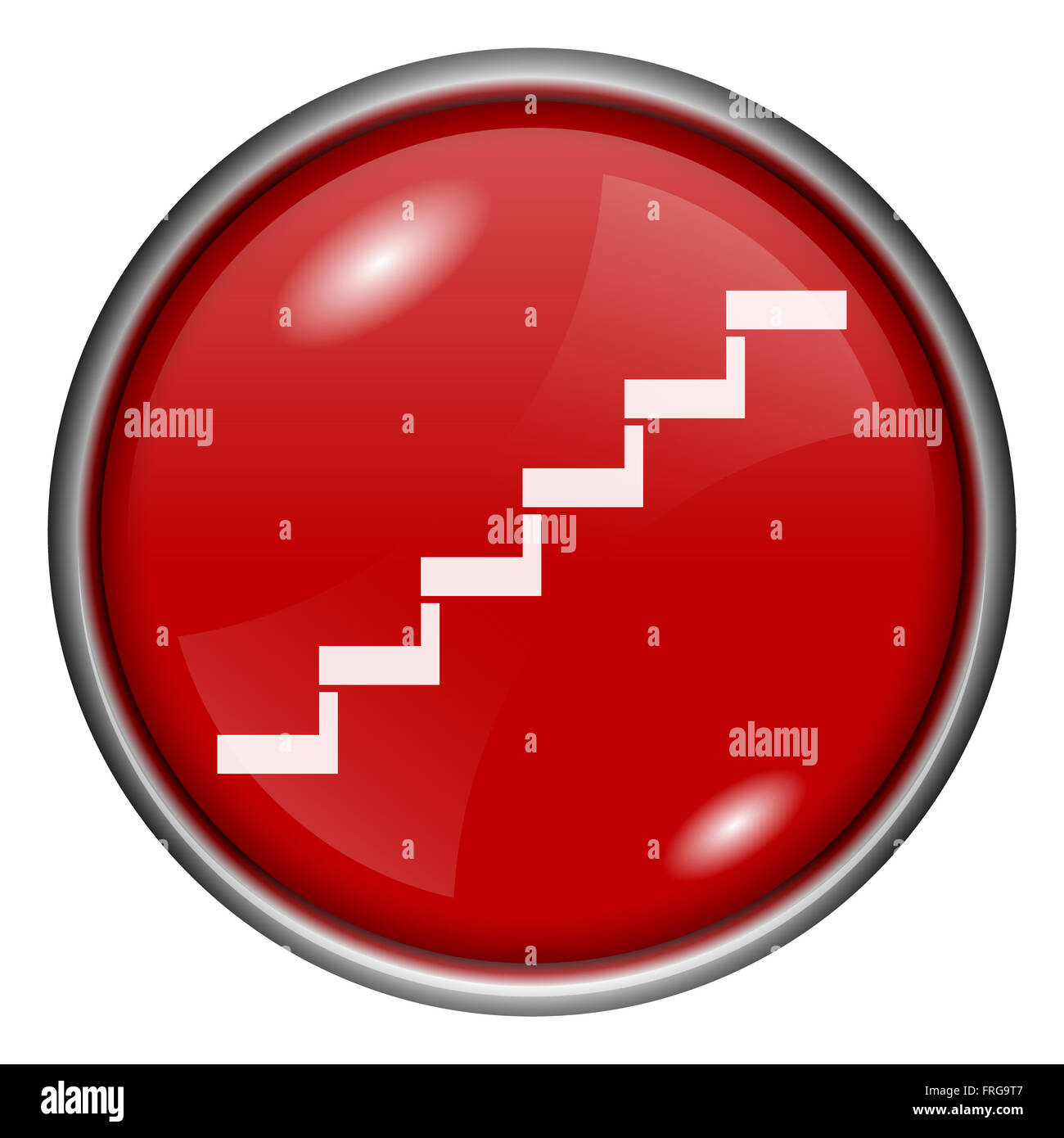 Red round glossy icon with white design on red background Stock Photo ...