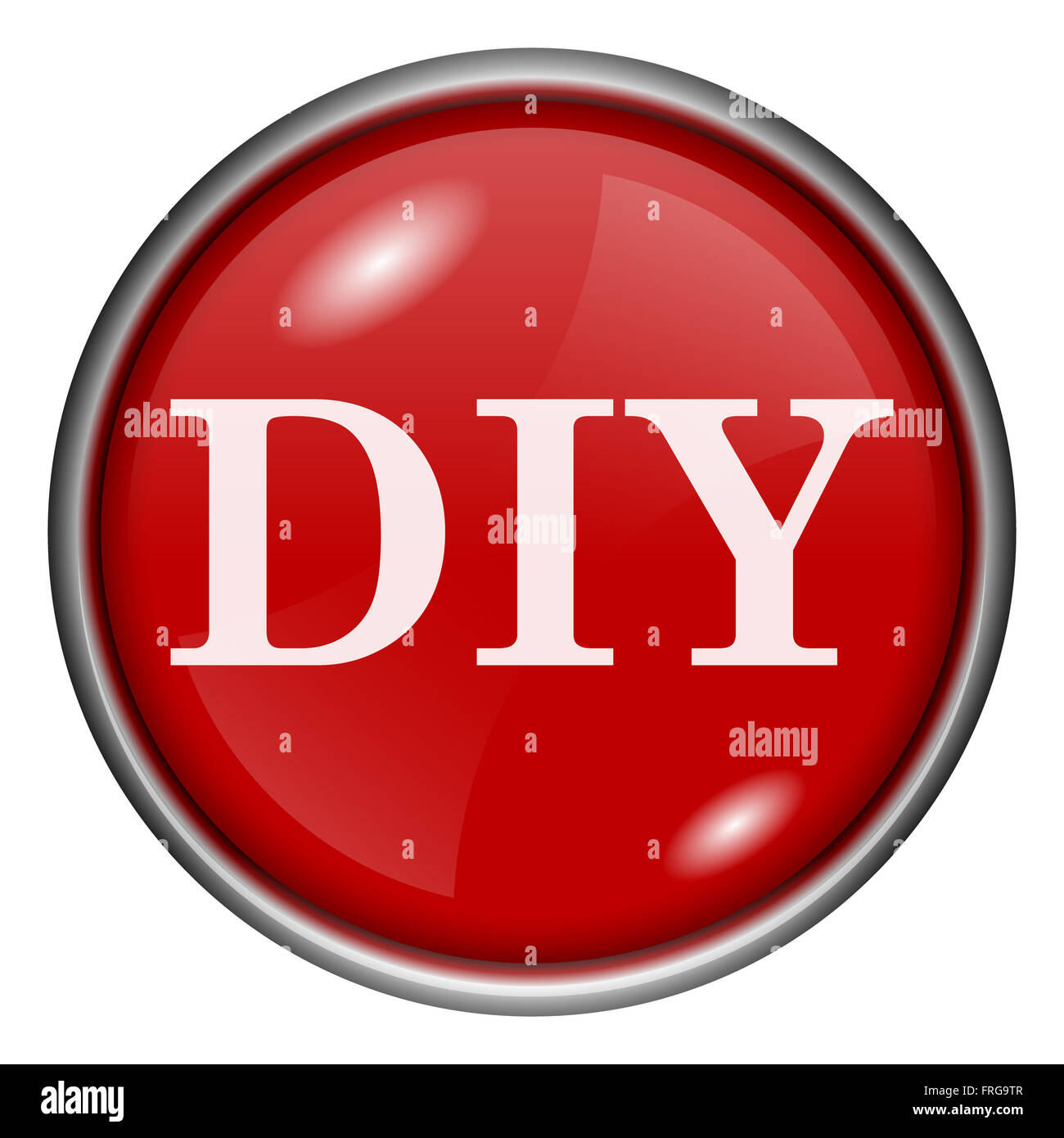 Red round glossy icon with white design on red background Stock Photo ...