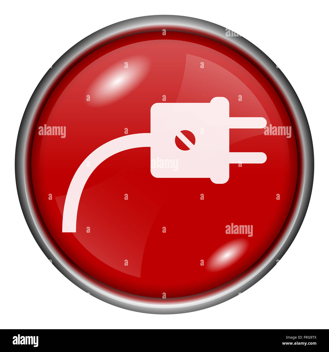 Red round glossy icon with white design on red background Stock Photo ...