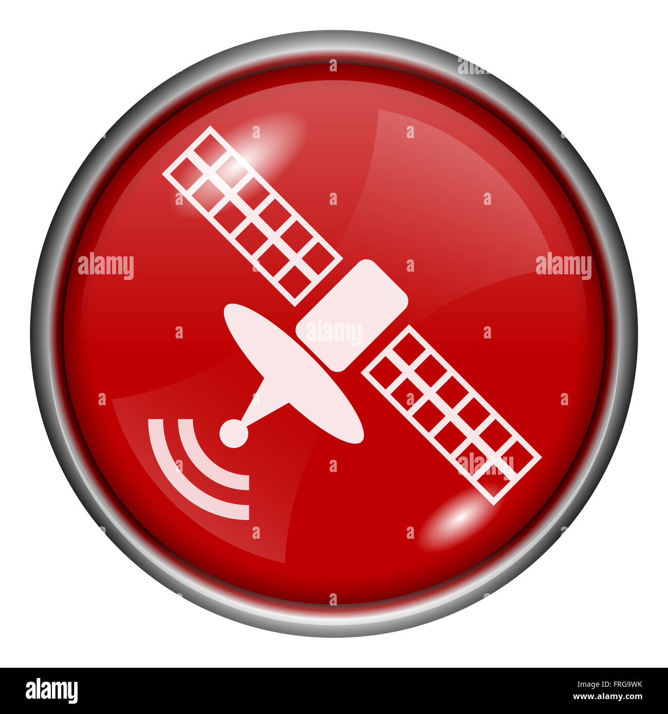 Red round glossy icon with white design on red background Stock Photo ...