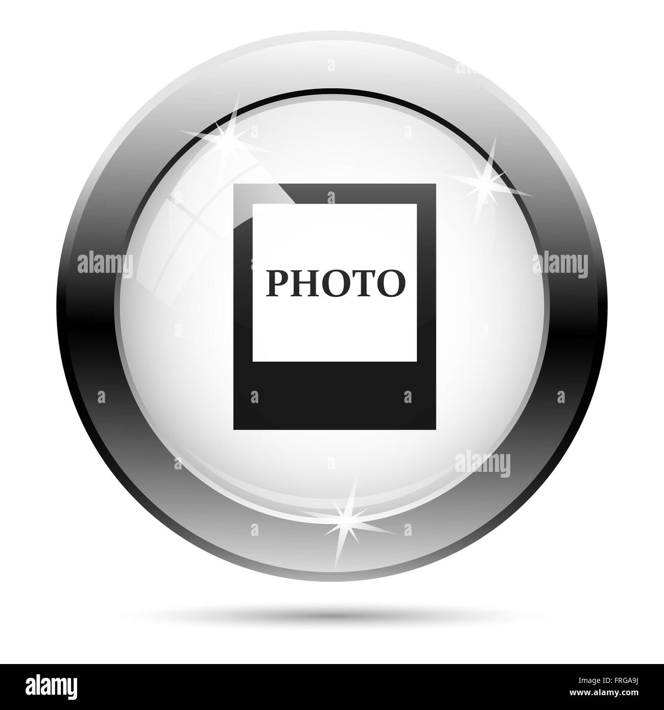 Metallic icon with black design on white glass background Stock Photo ...