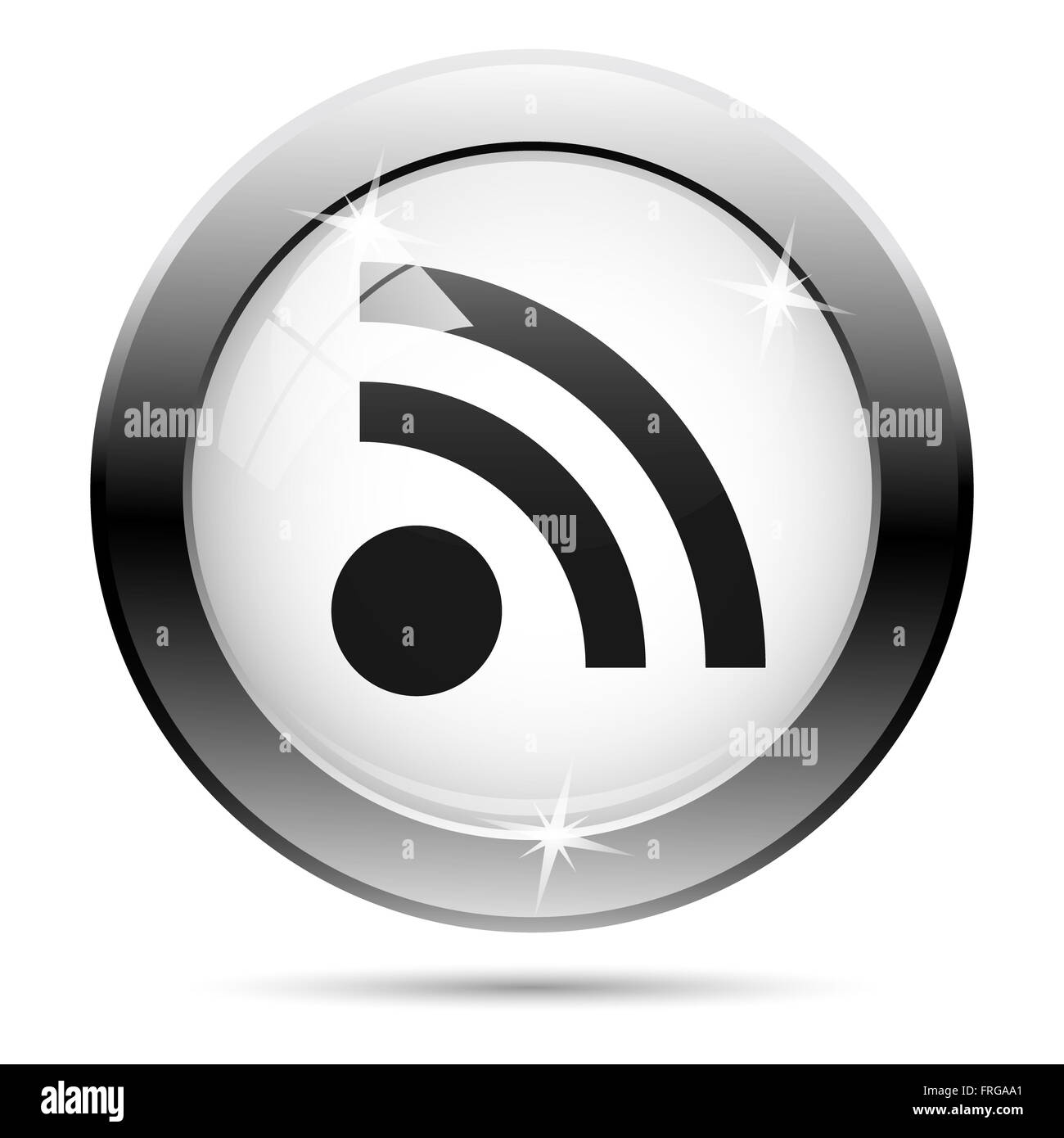 Metallic icon with black design on white glass background Stock Photo ...