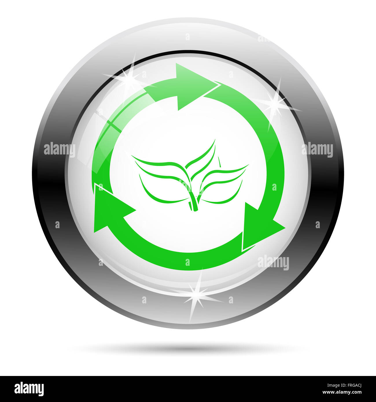 Metallic icon with green design on white glass background Stock Photo ...