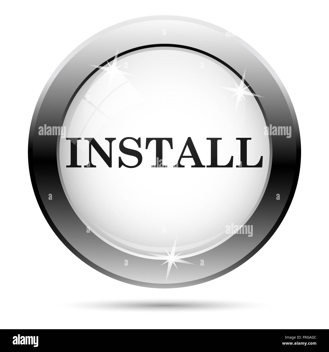 Metallic icon with black design on white glass background Stock Photo ...