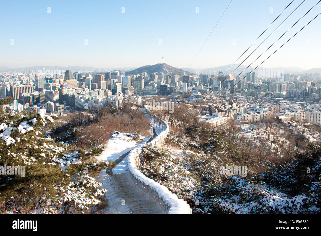 Hanyangdoseong, Seoul City wall, as seen from Inwangsan Mountain in ...