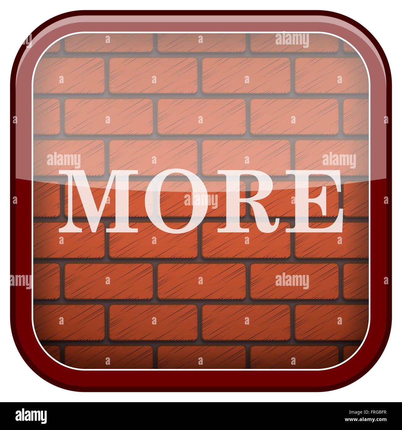 Square shiny icon with white design on bricks wall background Stock ...