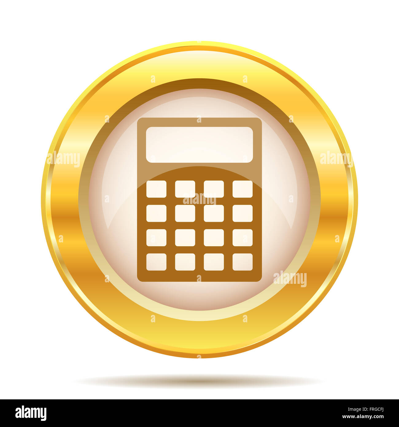 Round glossy icon with brown design on gold background Stock Photo - Alamy