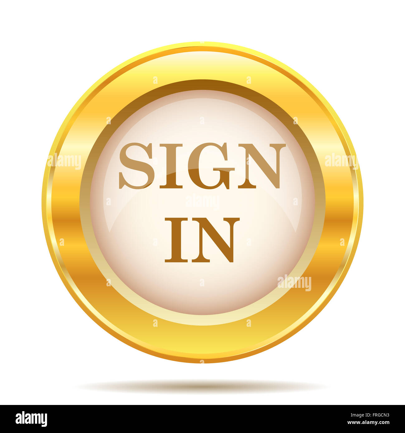 Round glossy icon with brown design on gold background Stock Photo - Alamy