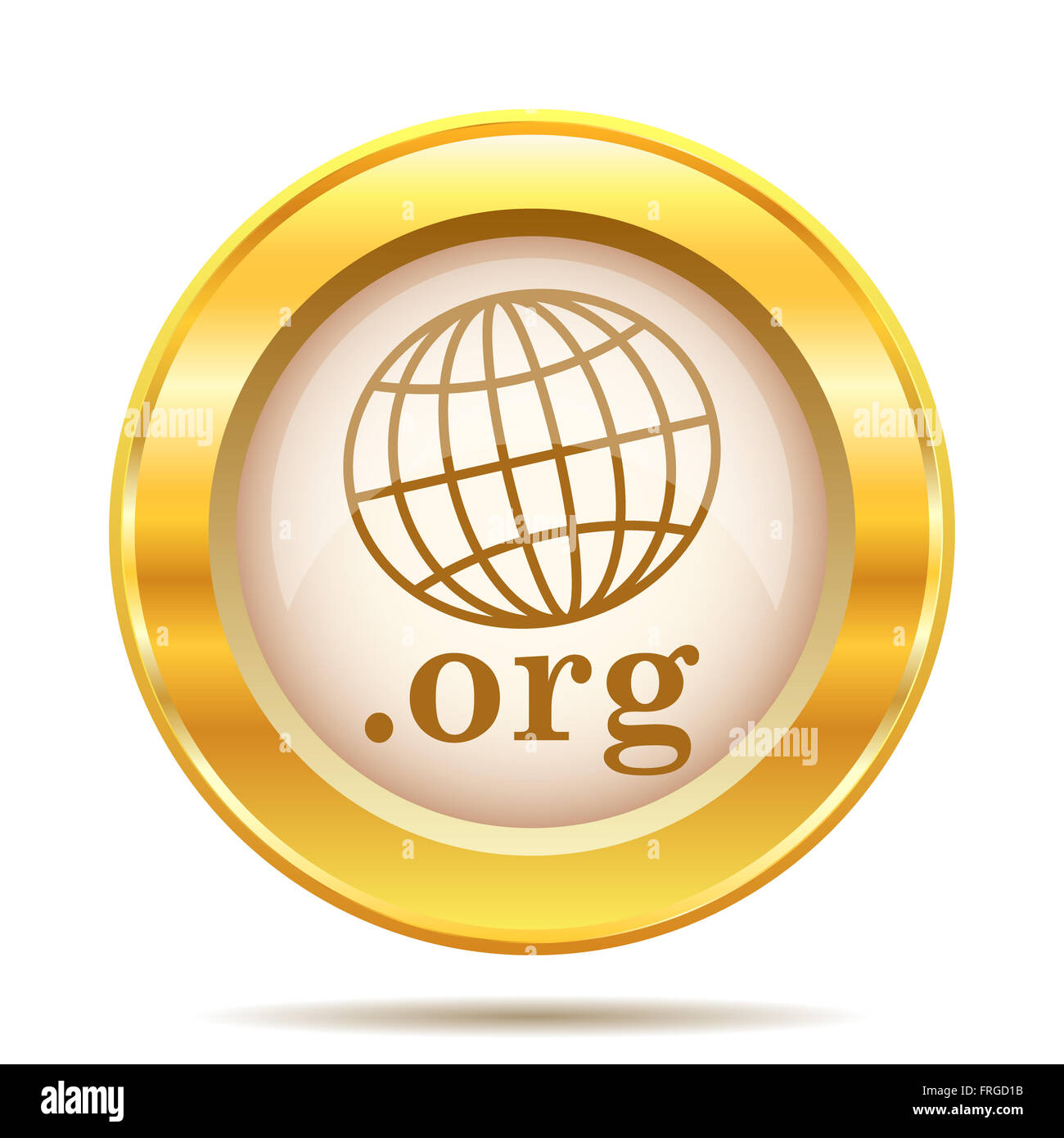 Golden shiny glossy icon on white background Stock Photo - Alamy