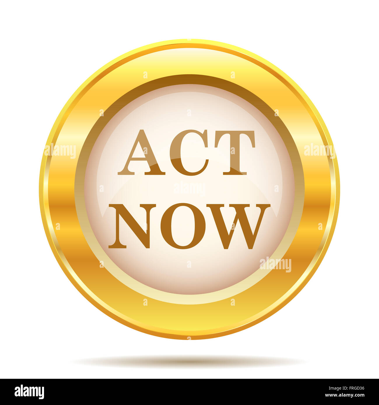 Golden shiny glossy icon on white background Stock Photo - Alamy