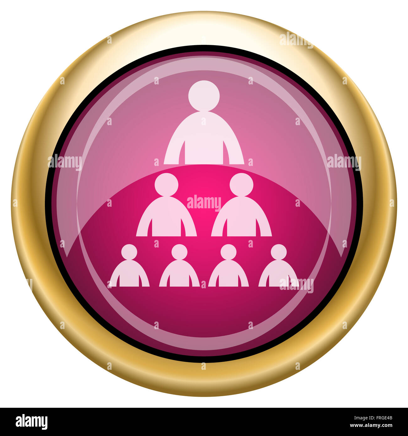 Shiny glossy icon with white design on magenta and gold background ...