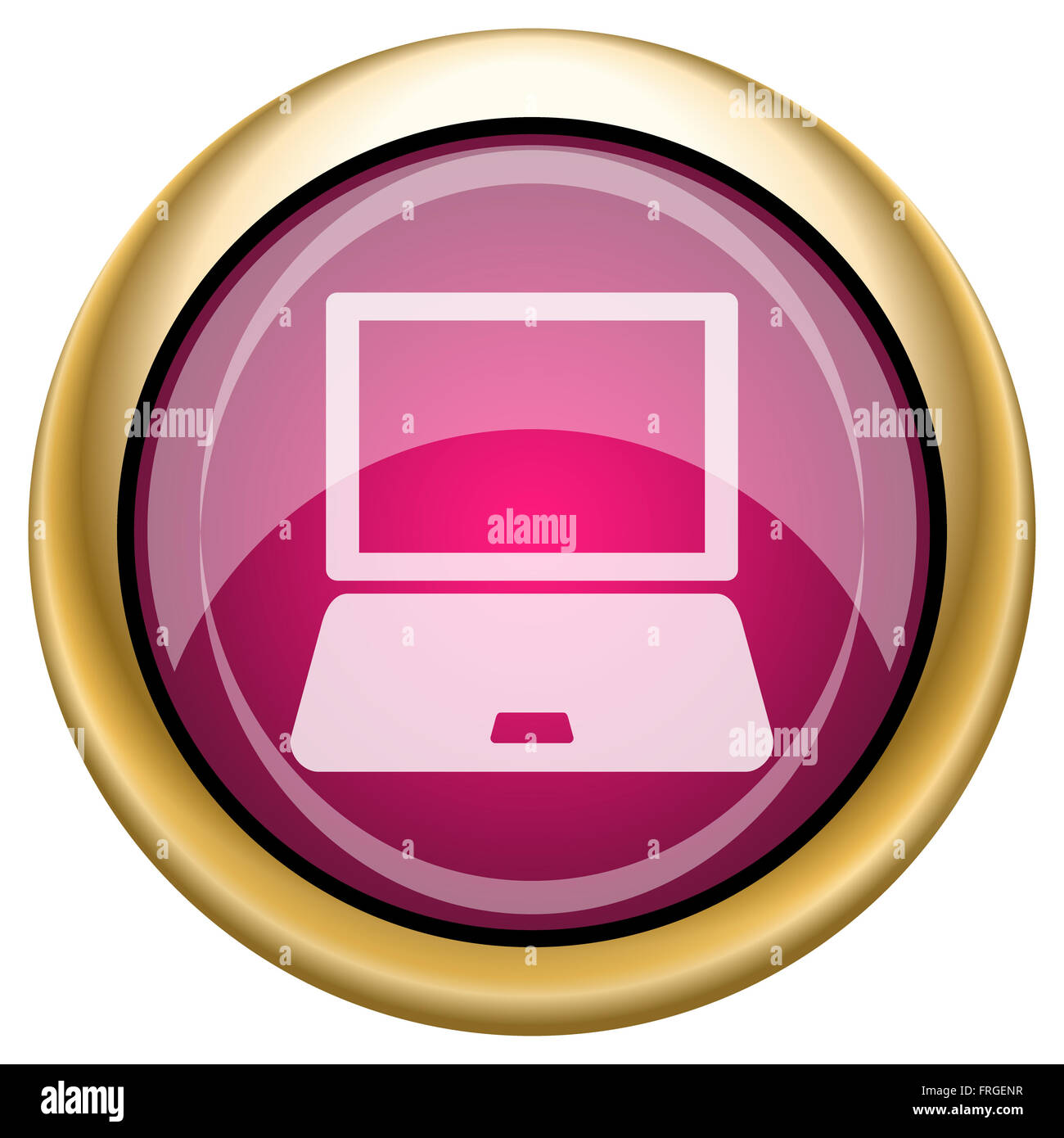 Shiny glossy icon with white design on magenta and gold background ...