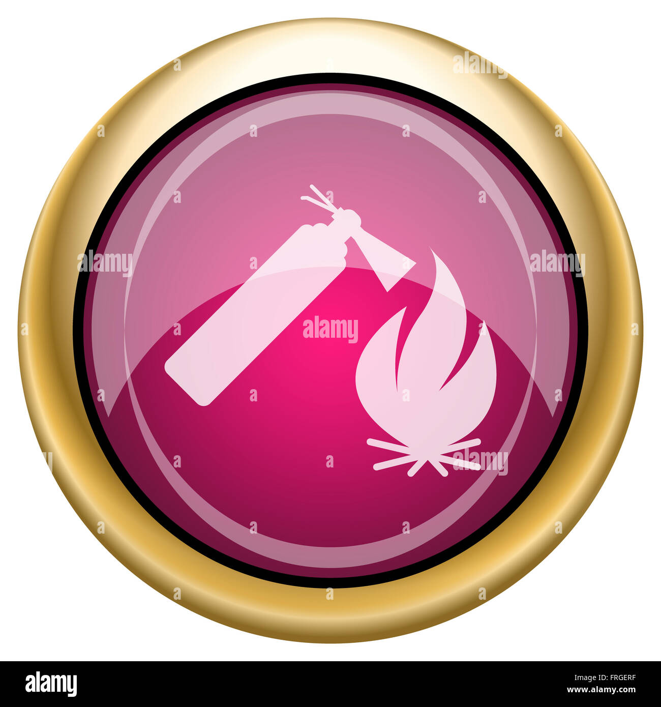 Shiny glossy icon with white design on magenta and gold background ...