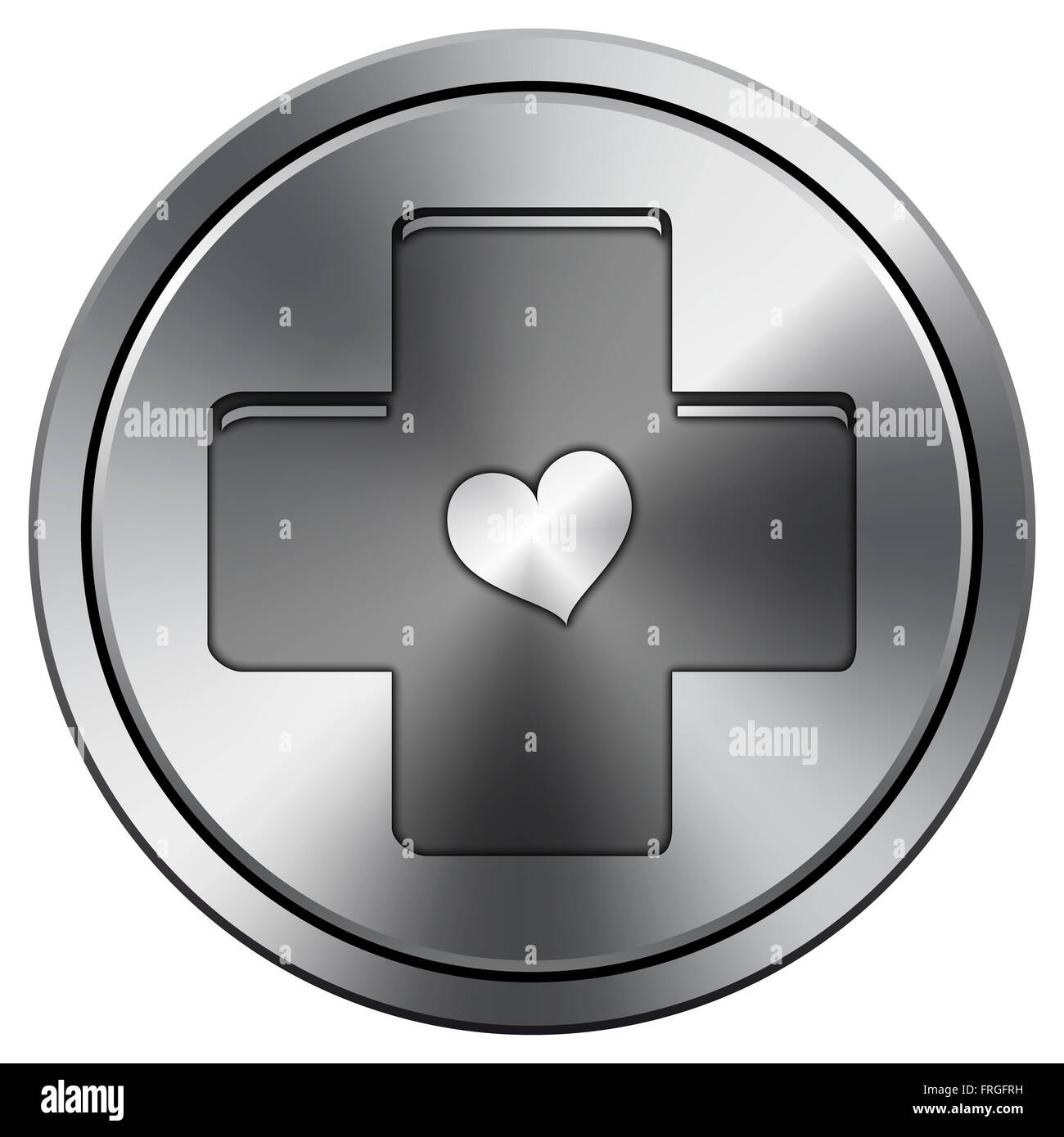 Metallic icon with carved design Stock Photo - Alamy