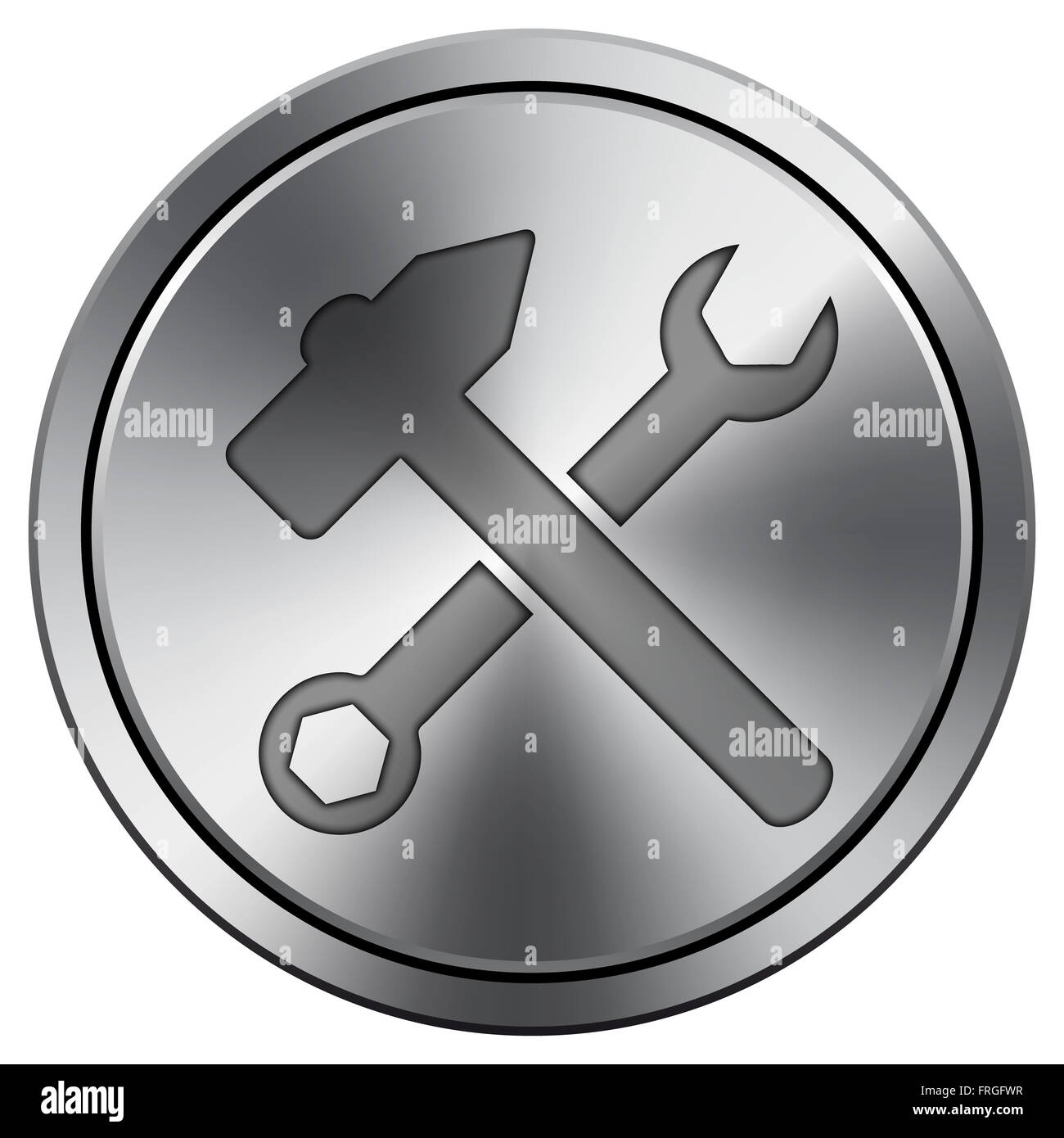 Metallic icon with carved design Stock Photo - Alamy