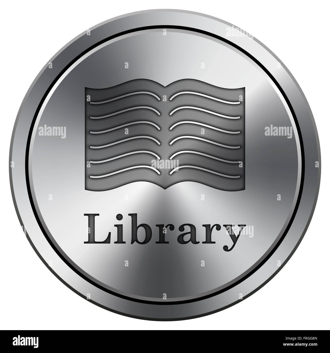 Library icon. Metallic internet button on white background Stock Photo ...