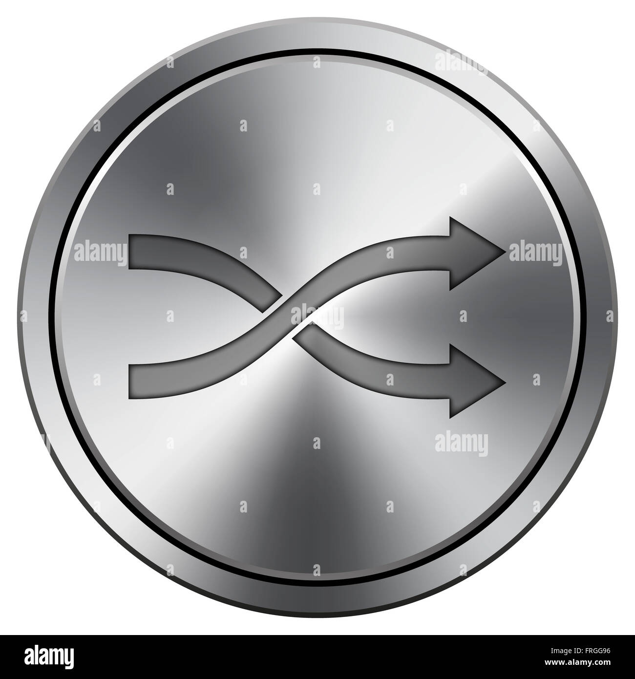 Shuffle icon. Metallic internet button on white background Stock Photo ...