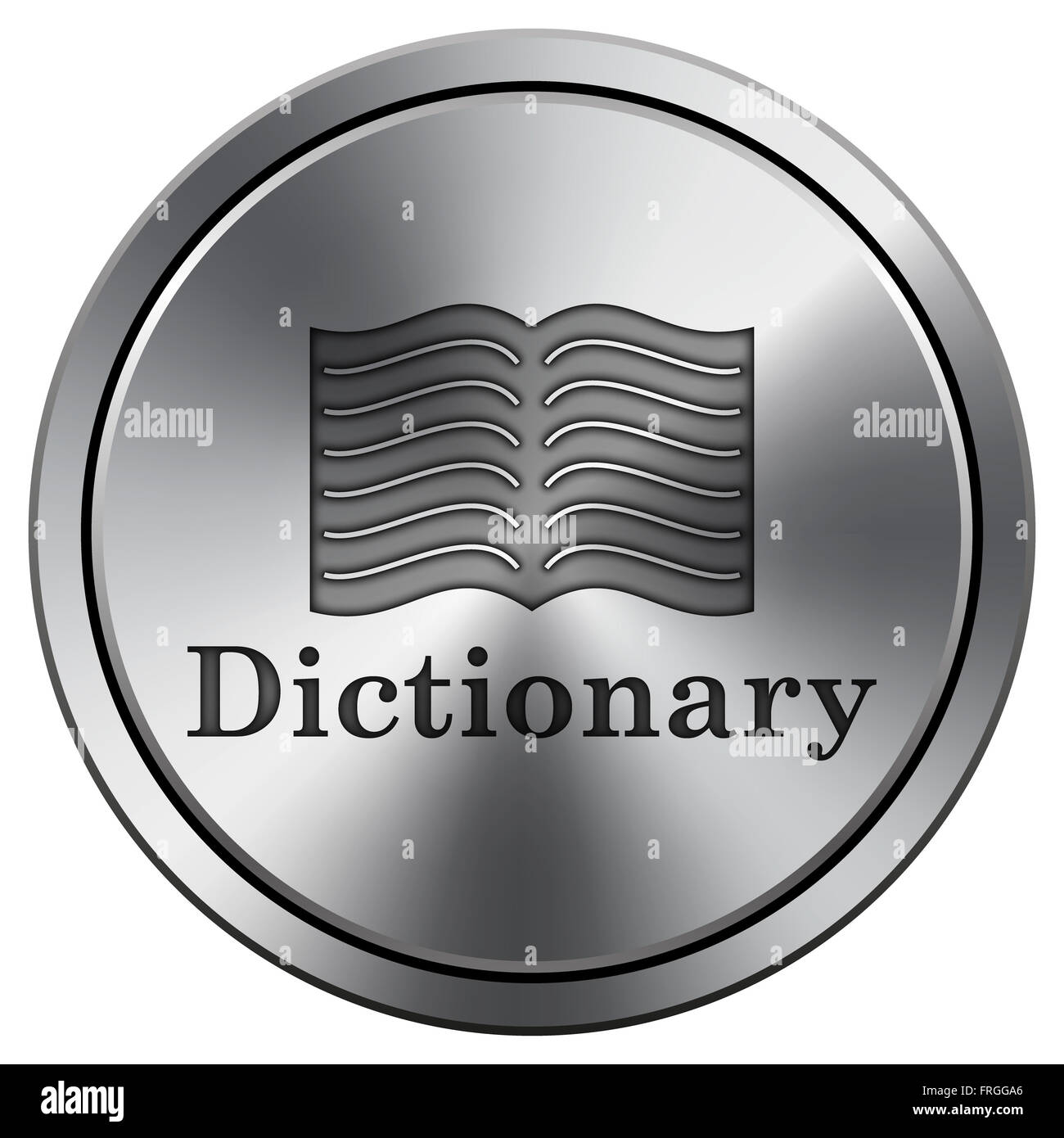 Dictionary icon. Metallic internet button on white background Stock ...