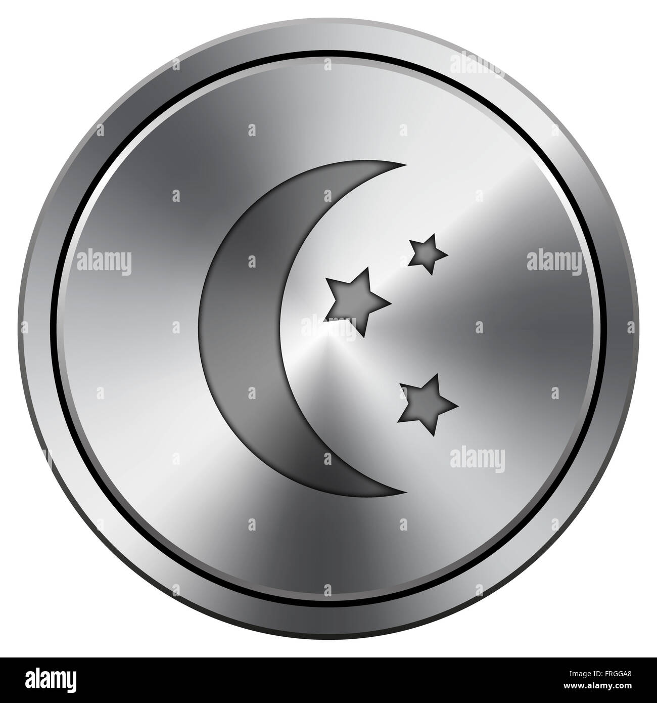 Moon icon. Metallic internet button on white background Stock Photo - Alamy