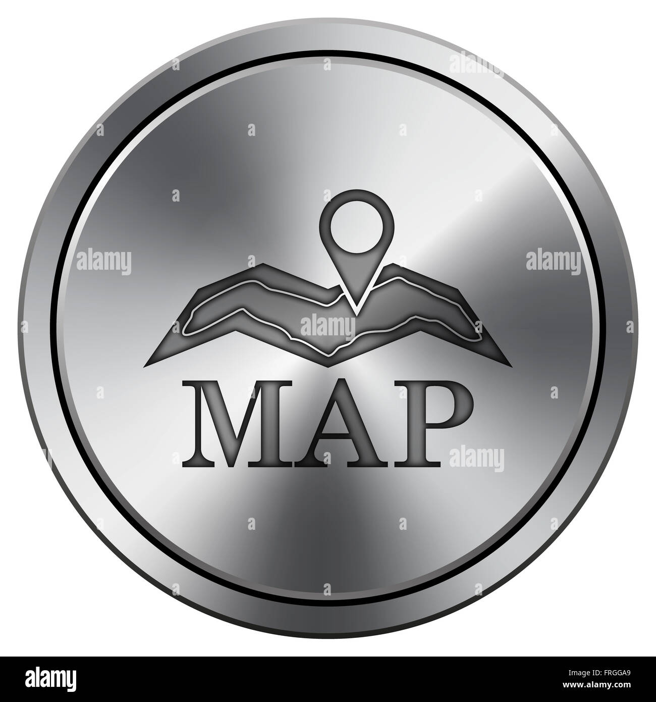 Map icon. Metallic internet button on white background Stock Photo - Alamy