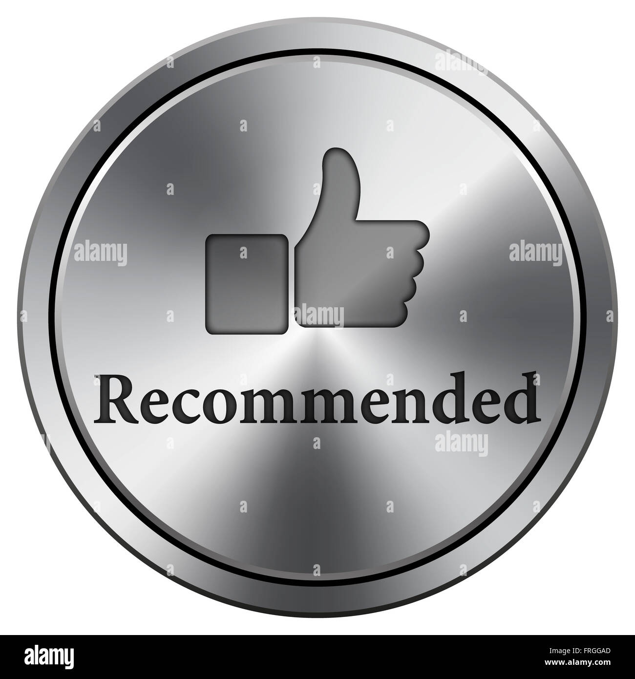Recommended icon. Metallic internet button on white background Stock ...