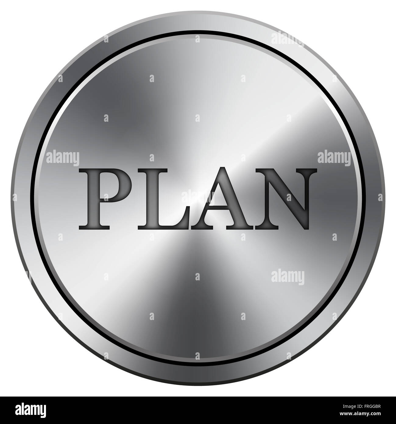 Plan icon. Metallic internet button on white background Stock Photo - Alamy